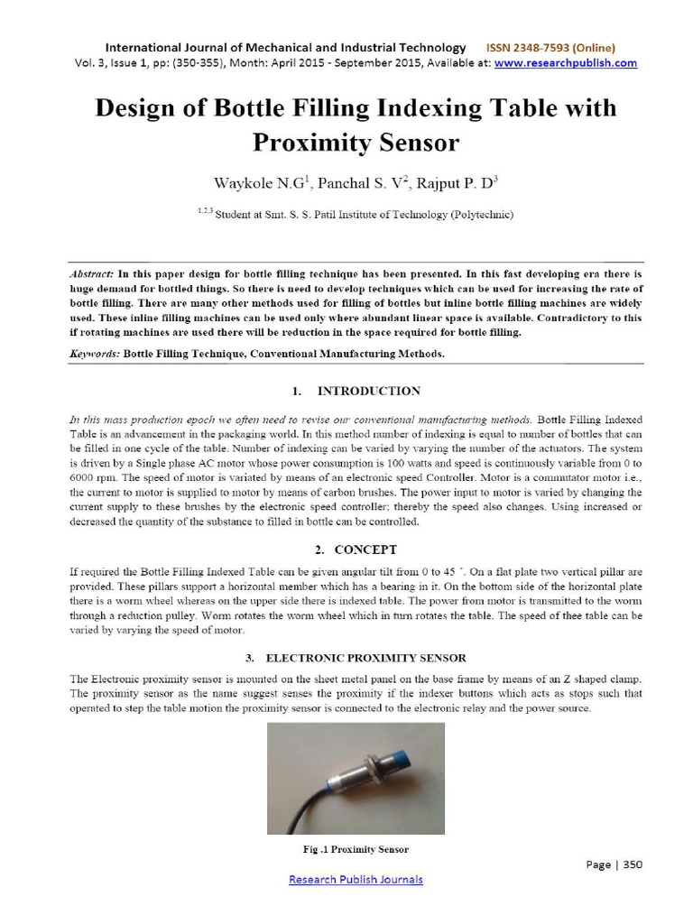 Design of Bottle Filling... Proximity Sensor PDF | PDF