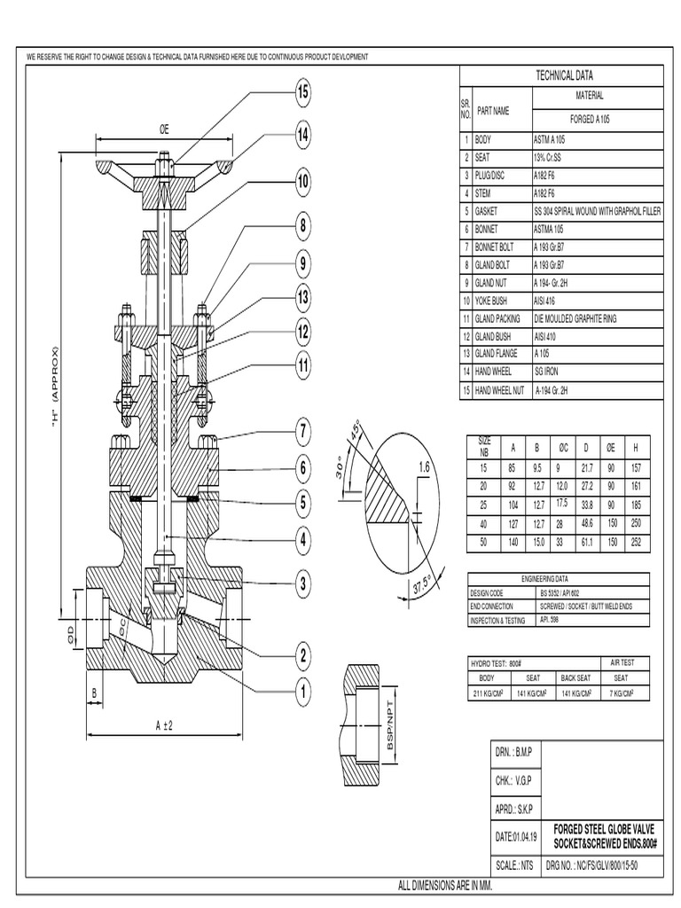 Technical Specifications and Dimensional Drawings for Forged Steel ...