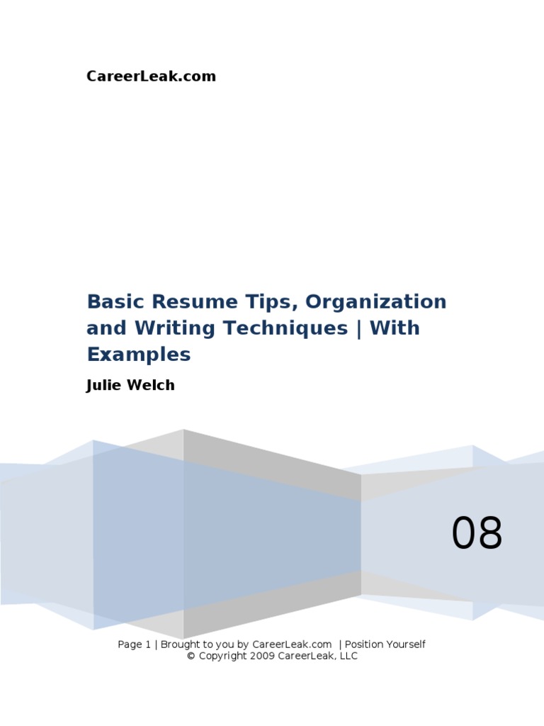 Basic Resume Tips Organization and Writing Technique | PDF | Résumé | Employee Retention