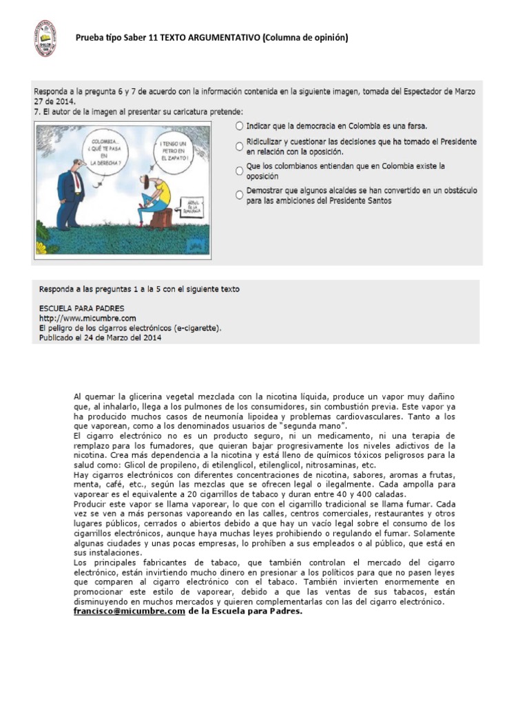 Prueba Saber Texto Argumentativo | PDF