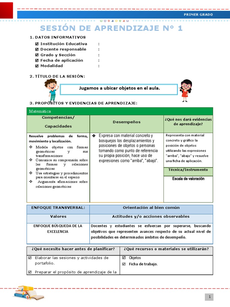 Sesión 1 Matematica | PDF | Aprendizaje | Enseñando