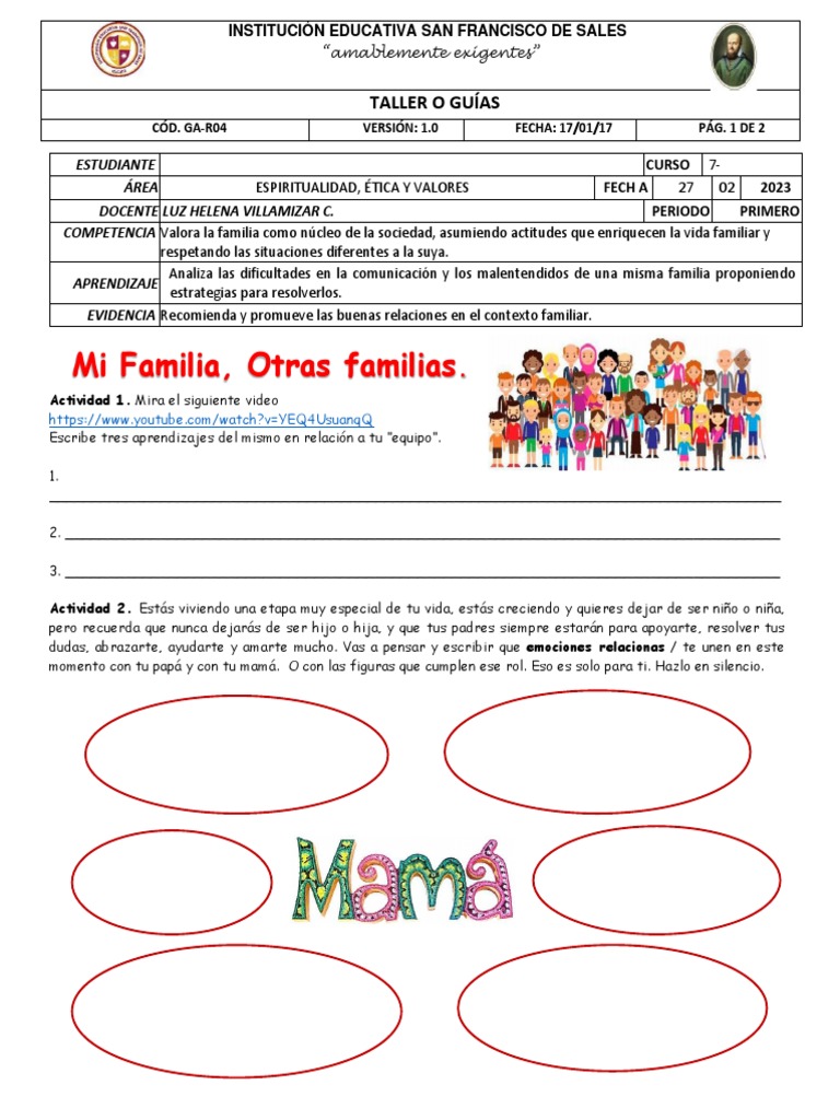 Guia 4. Que Importante Es Mi Familia | PDF Guia 4. Que Importante Es Mi Familia | PDF