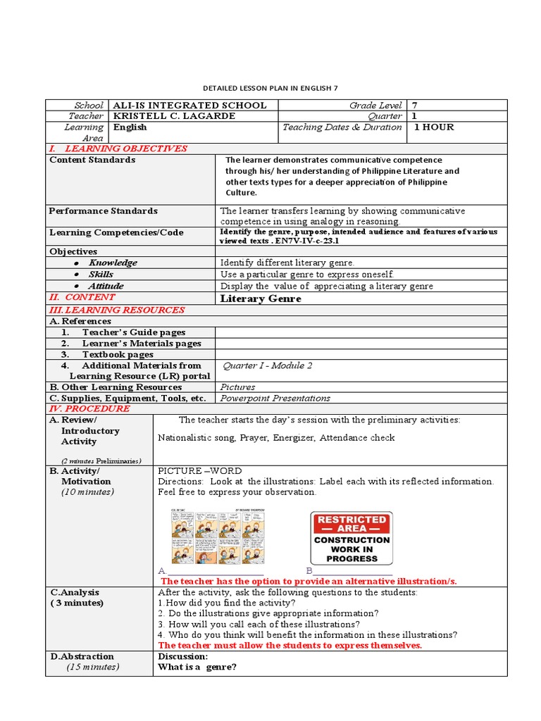 DLP-COT Q1 Eng7 Module 2 | PDF | Learning | Genre