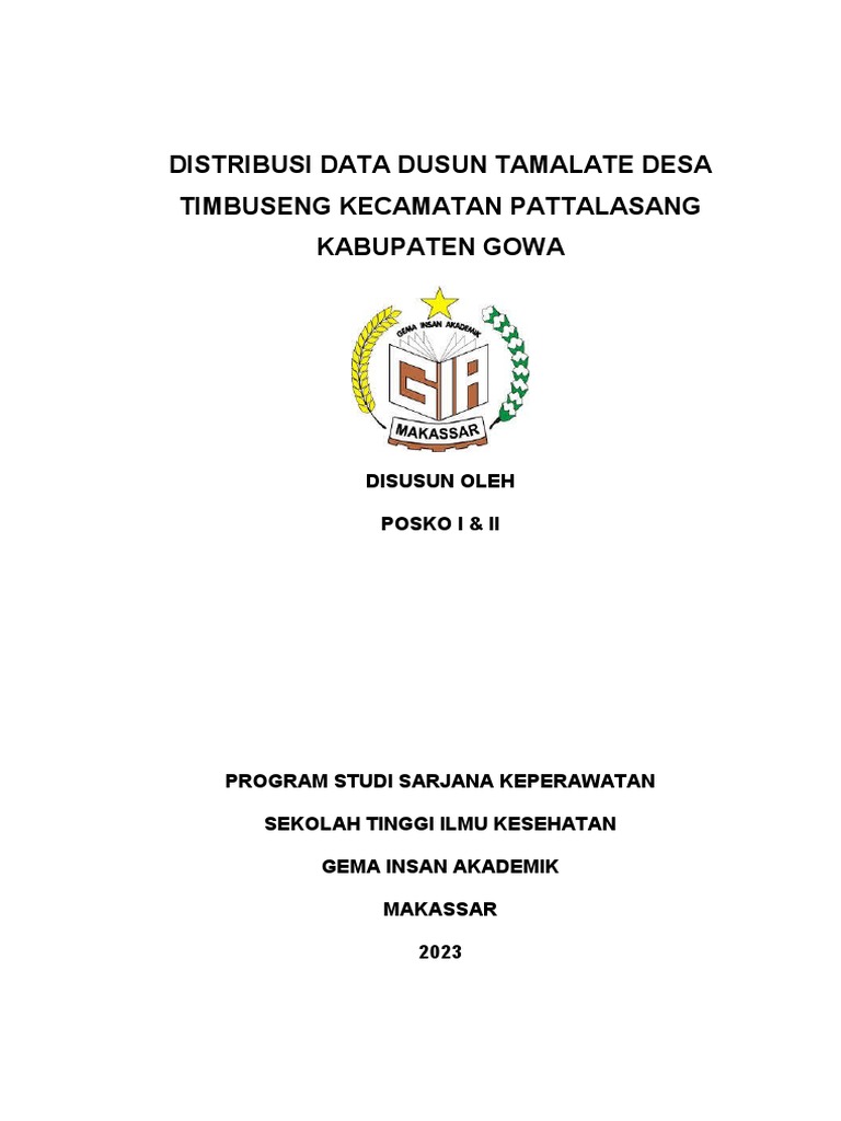 Distribusi Data Dusun Tamalate Desa Timbuseng | PDF