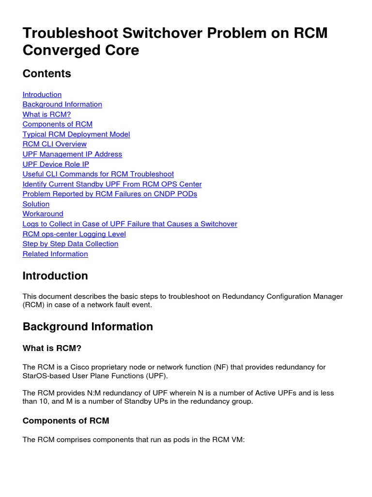 Troubleshooting RCM Switchover Issues | PDF