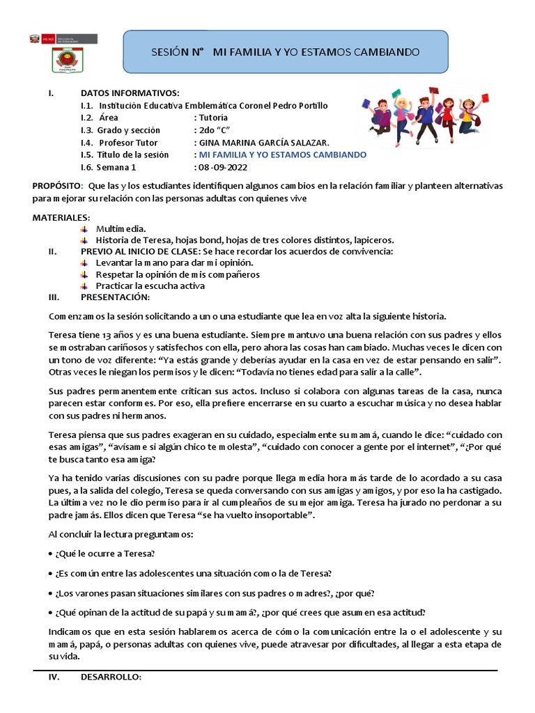 Sesión - Mi Familia y Yo Estanos Cambiando | PDF | Salud y bienestar