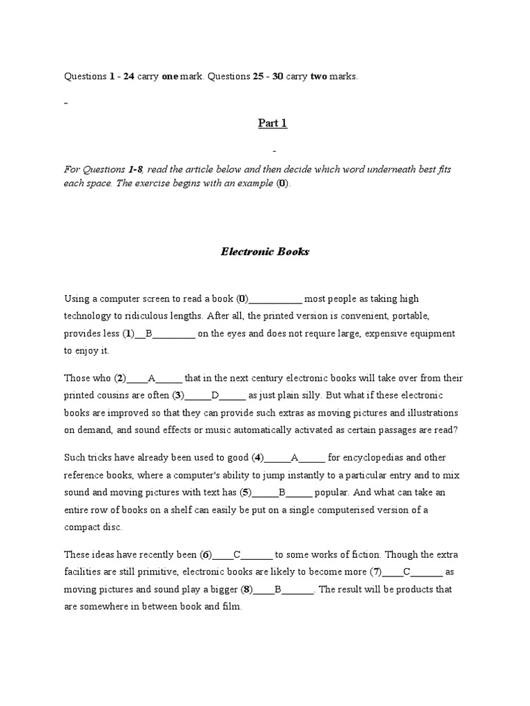 Use of English Test 01 | PDF | Books