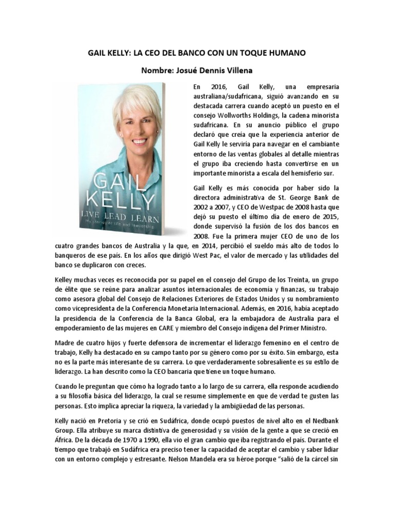 Análisis Caso GAIL KELLY | PDF | Liderazgo