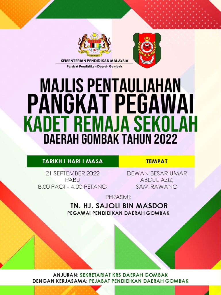 Buku Program Majlis Pentauliahan Pangkat Pegawai KRS 2022 PDF | PDF