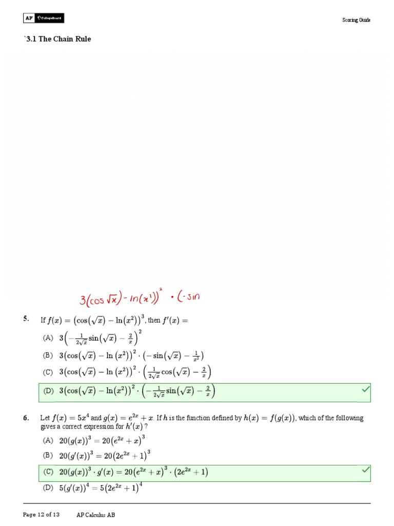 Unit 3 AP Classroom PDF | PDF | Function (Mathematics) | Derivative