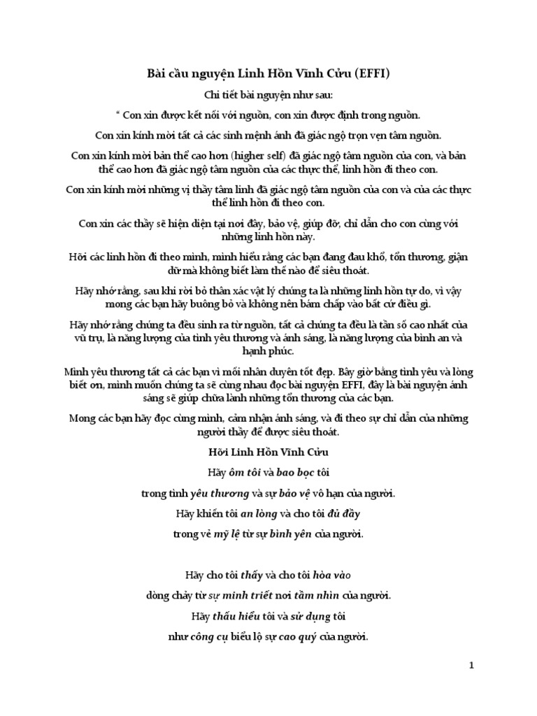 Bài Nguyện EFFI và I am prayer | PDF