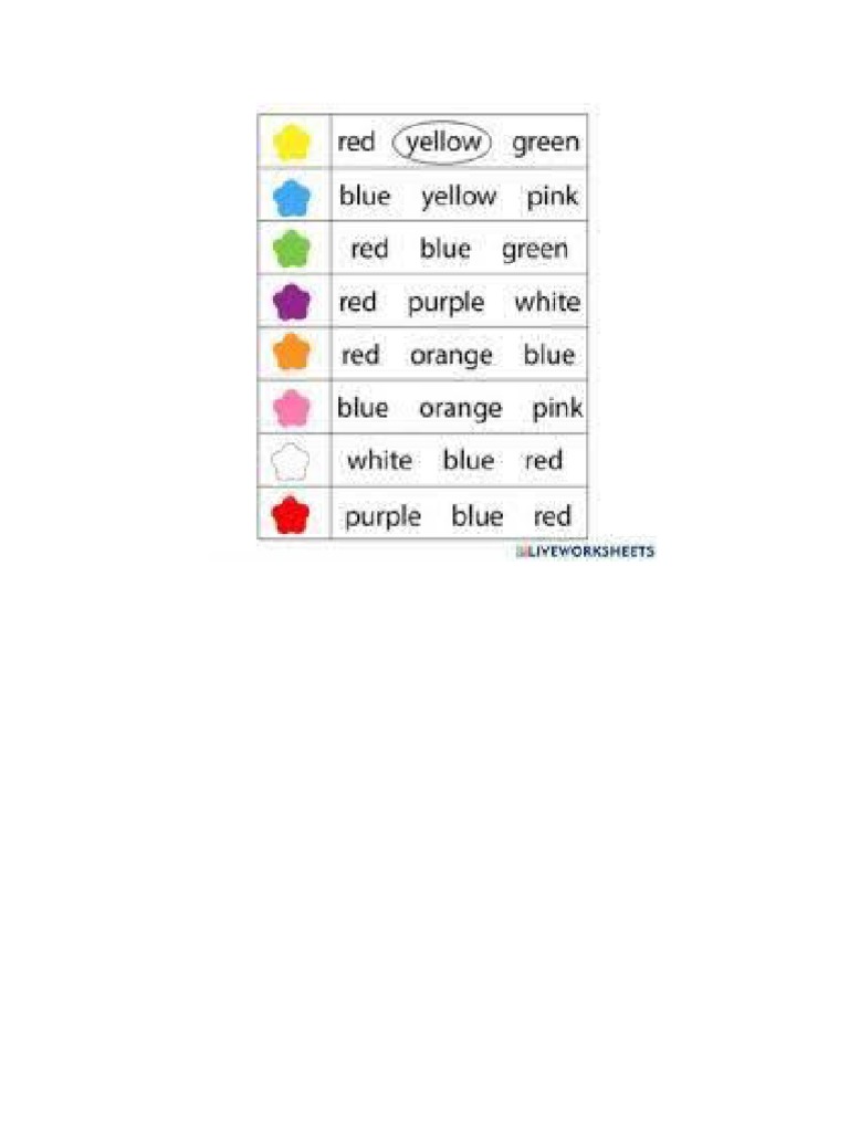Worksheet On Colors | PDF