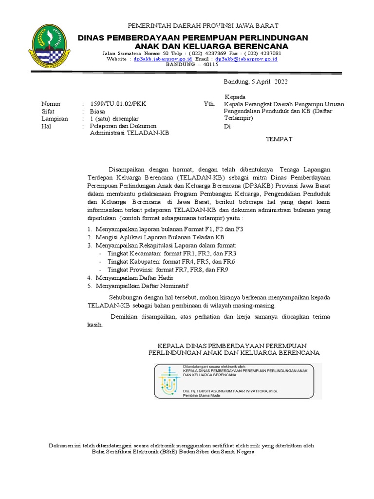 Pelaporan Administrasi Teladan Kb Jabar Pdf