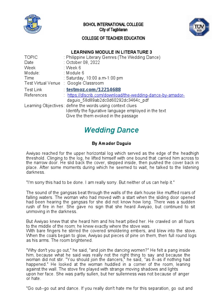 Module 6 The Wedding Dance | PDF | Art | Mystery, Thriller & Crime Fiction