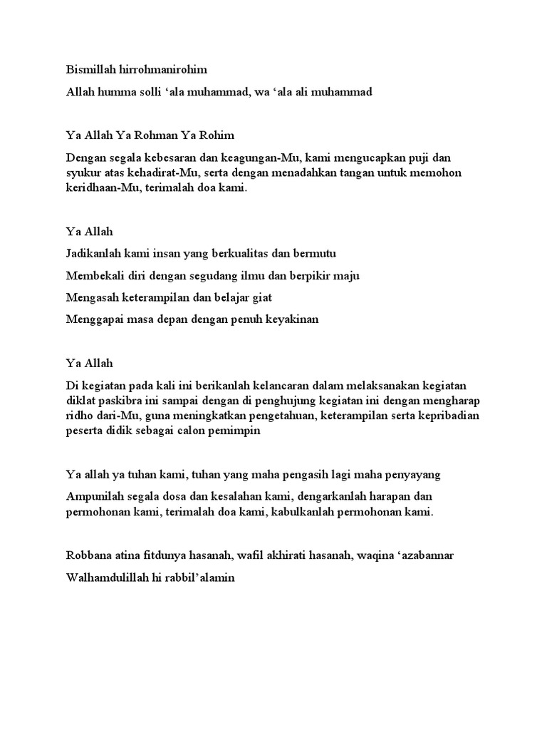 Doa Pembukaan Diklat | PDF | Agama & Spiritualitas