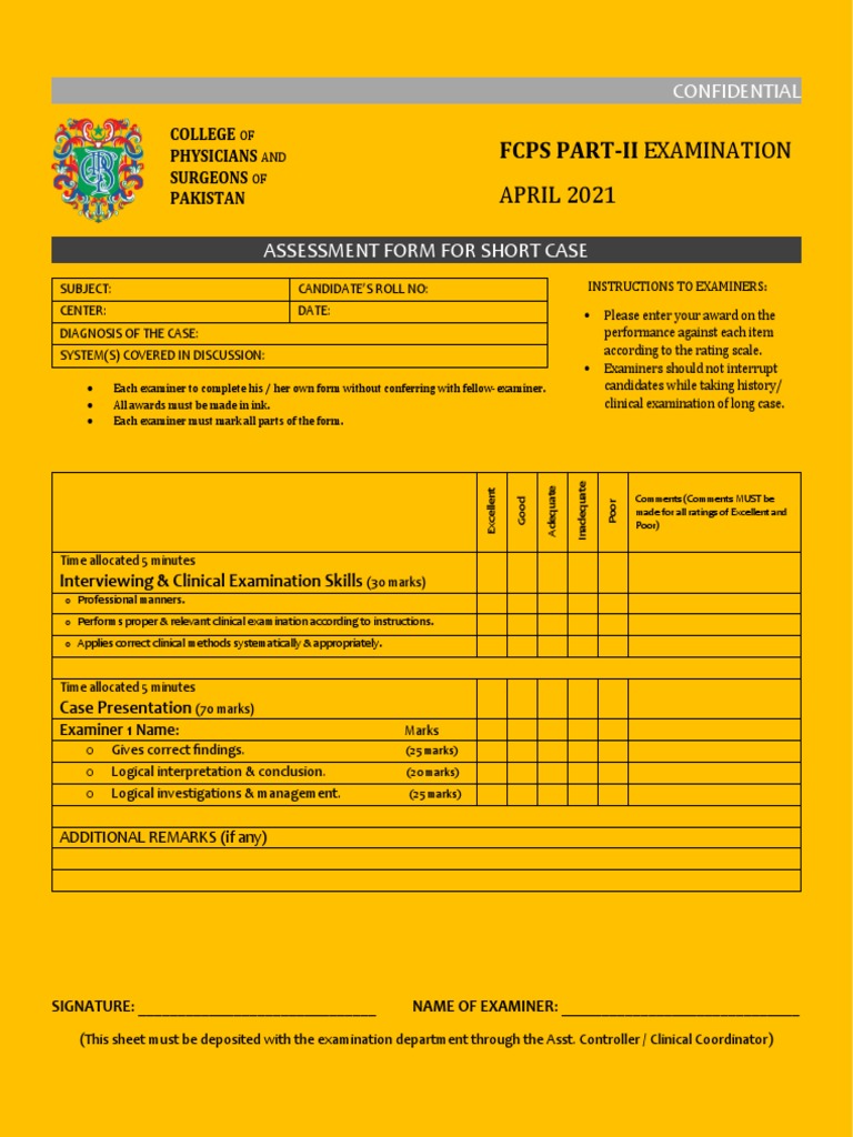 Assessment Form - Short Case | PDF | Health Care | Medicine