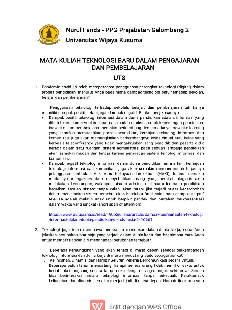 UTS Teknologi Baru Dalam Pengajaran Dan Pembelajaran | PDF | Ilmu Sosial