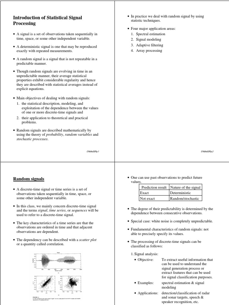 An Introduction to Statistical Signal Processing and Analysis of Random Signals | PDF | Signal ...