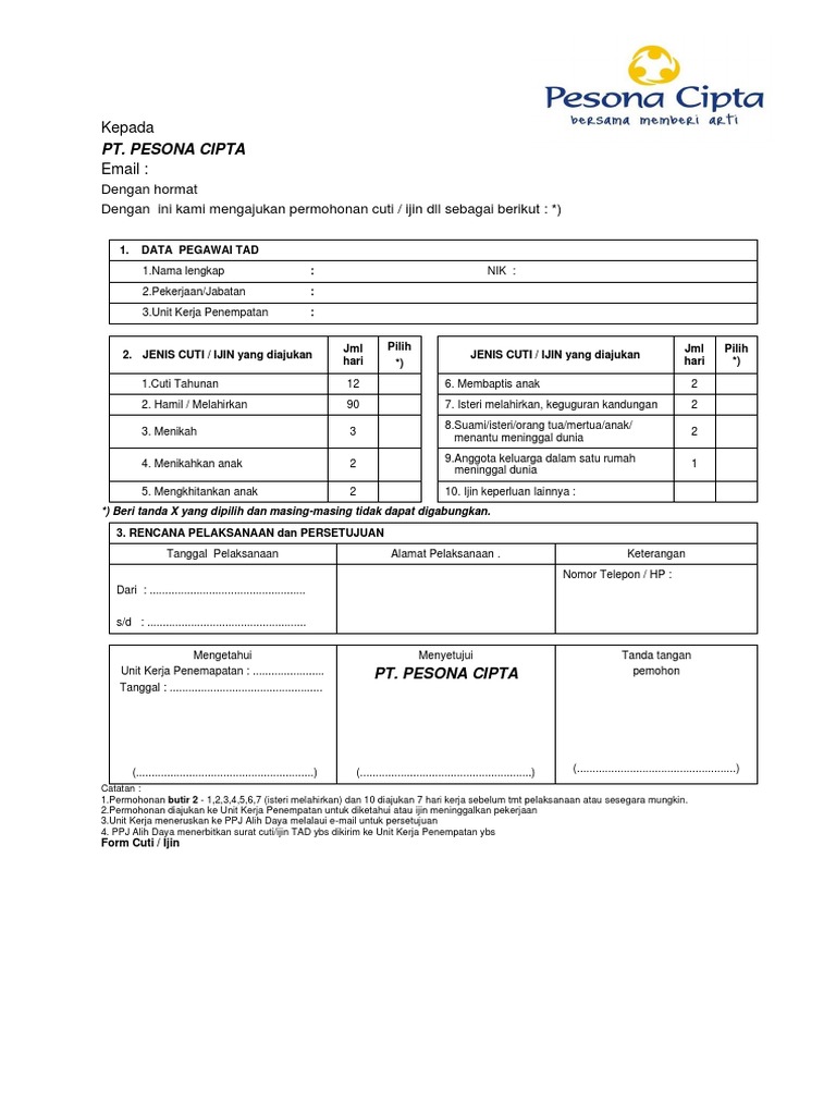 Form Cuti 2023 | PDF