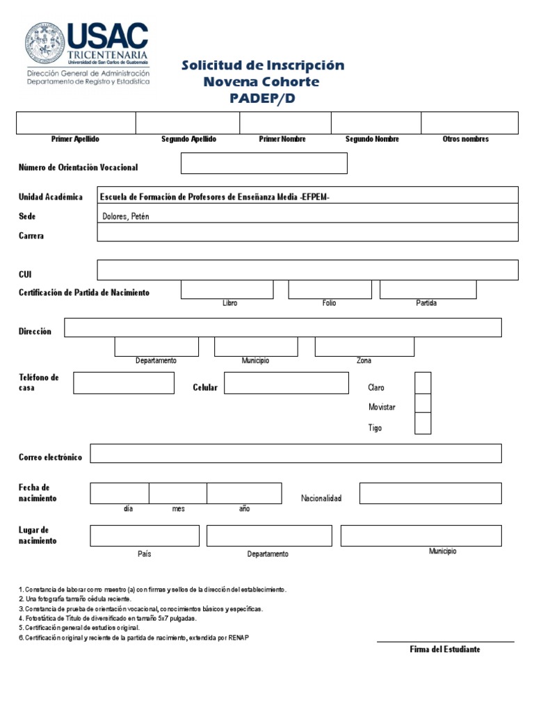 Solicitud de Inscripción PADEP/D 2023 | PDF