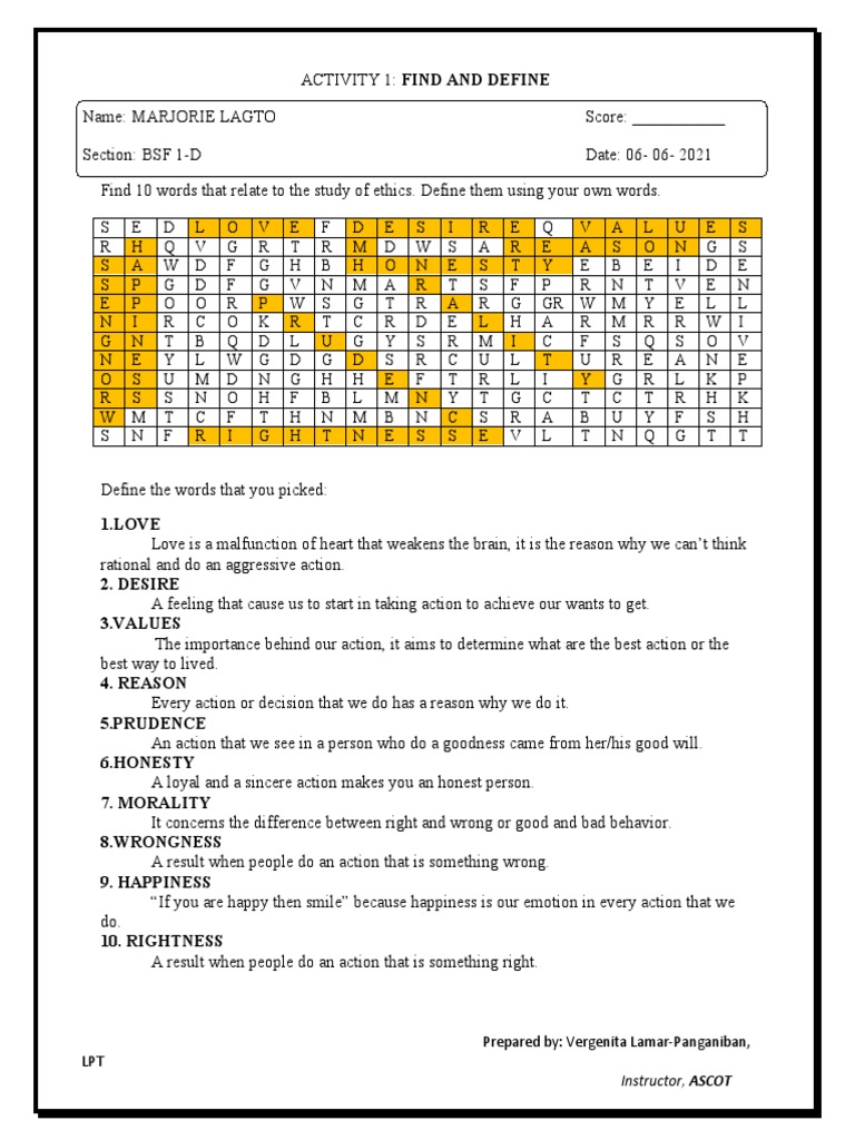 Activity In Ethics Pdf Psychological Concepts Social Psychology