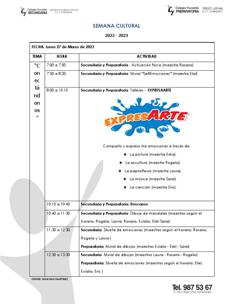 Programa Semana Cultural 2023 | PDF | Tecnicas artisticas | Las artes