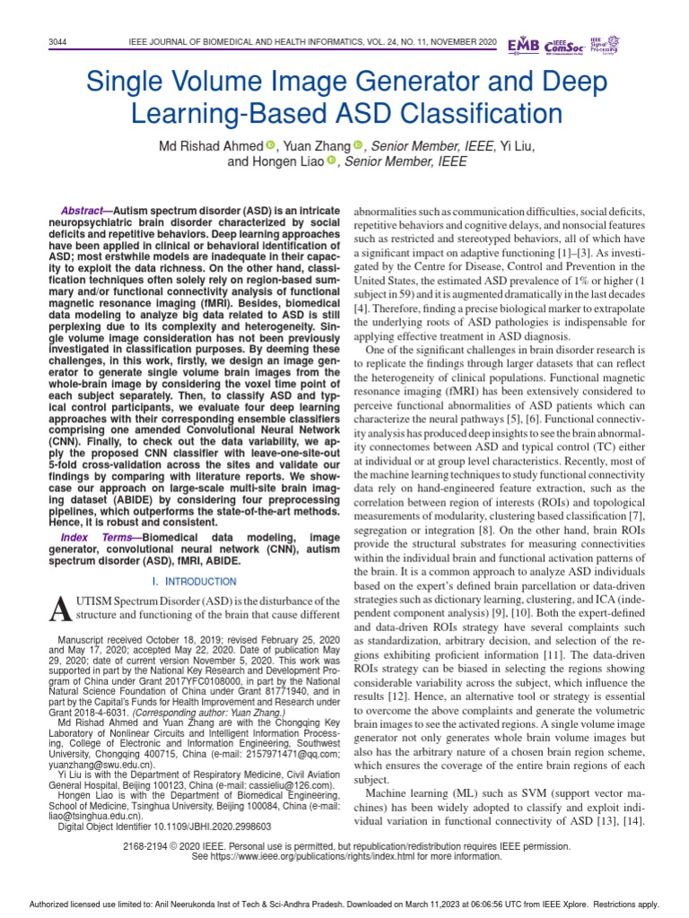 Single Volume Image Generator and Deep Learning-Based ASD Classification | PDF | Deep Learning ...
