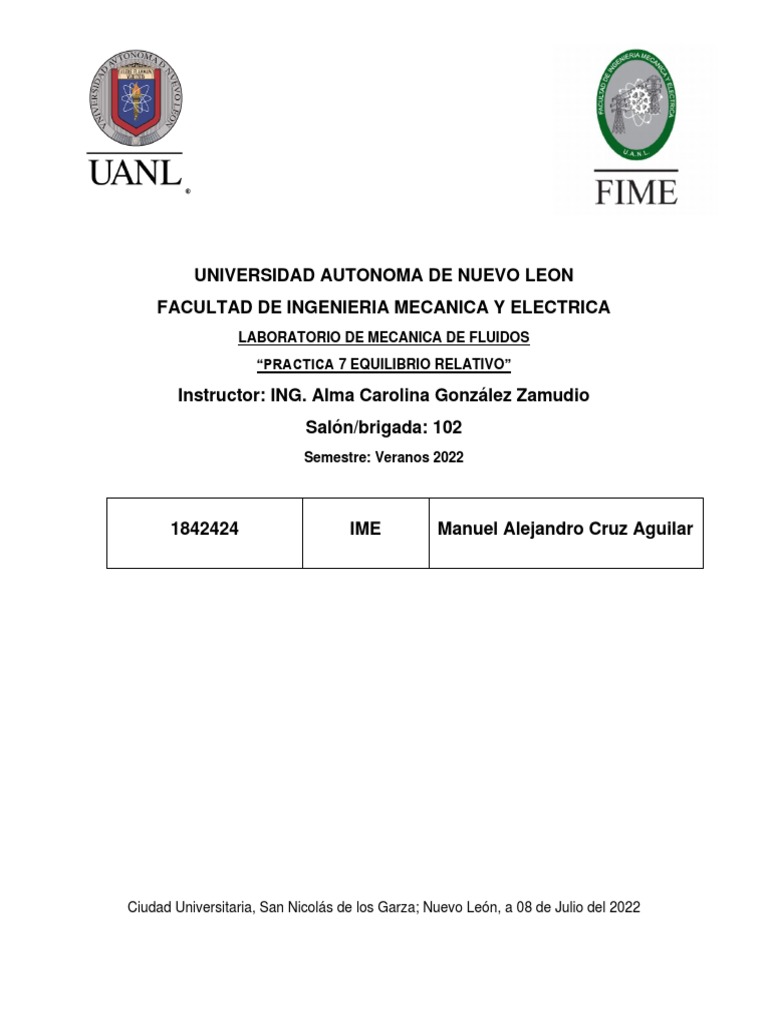 Practica 7 Lab de Mec de Fluidos PDF | PDF Practica 7 Lab de Mec de Fluidos PDF | PDF