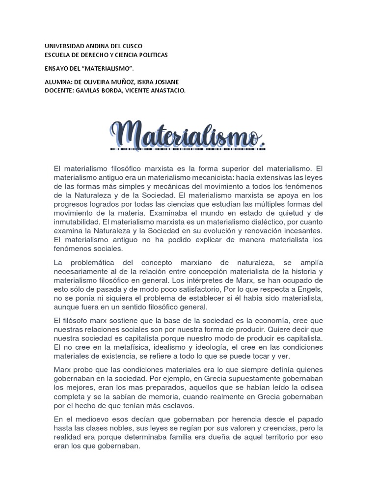 MATERIALISMO | PDF | Materialismo | Karl Marx