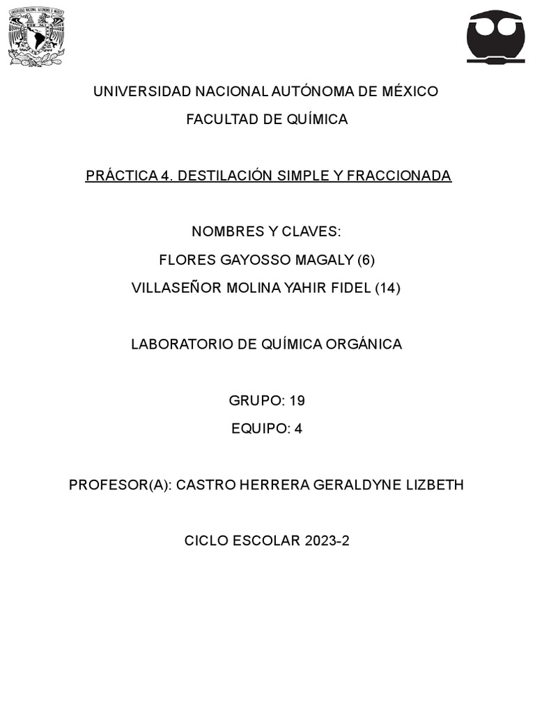 INF4 Eq4 C6y14 PDF | PDF | Destilación | Líquidos
