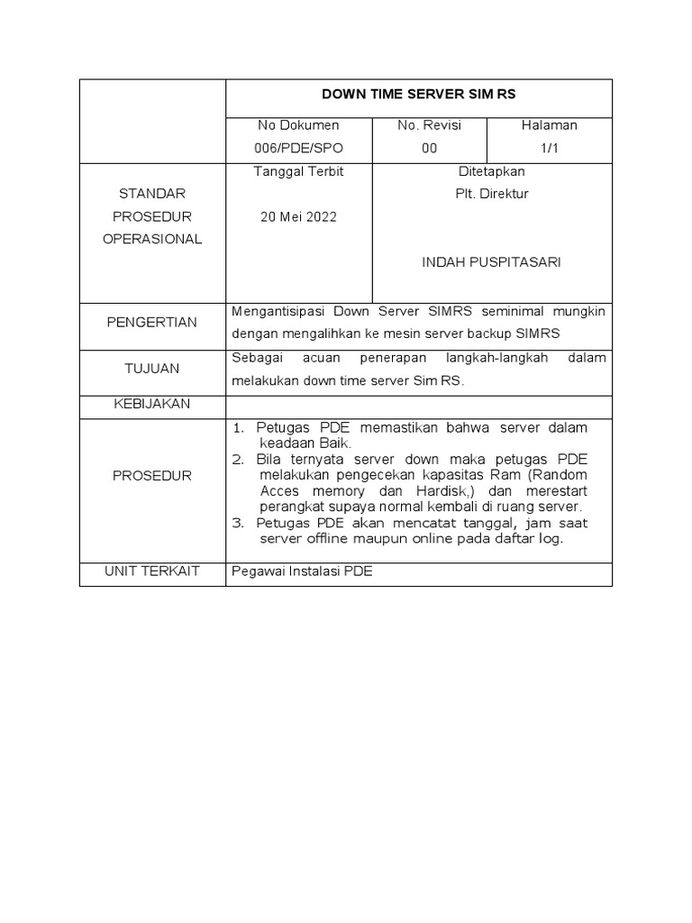 Spo Down Time Sim Rs | PDF