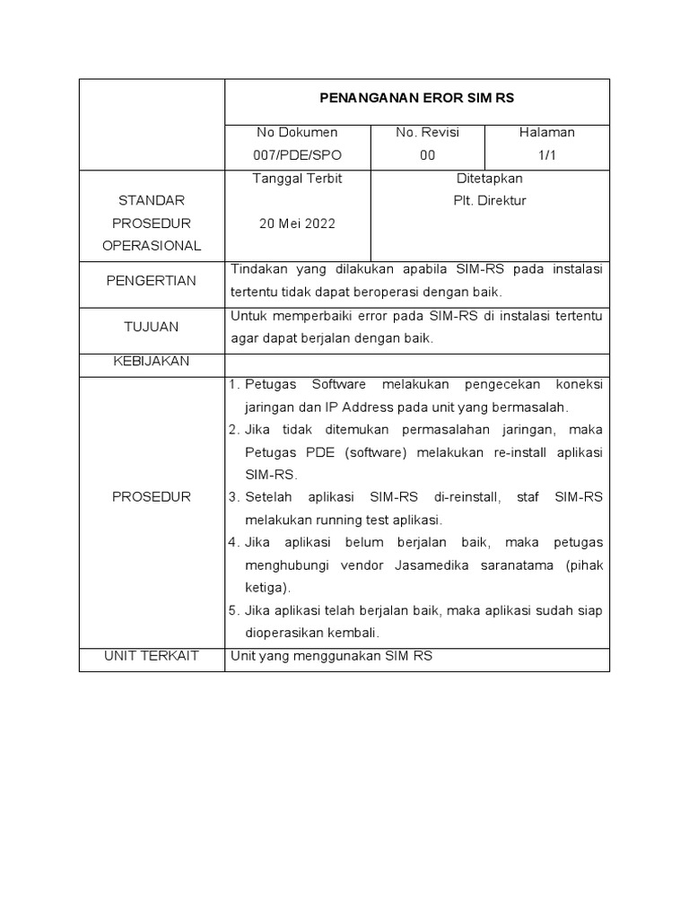 SPO Eror Simrs | PDF