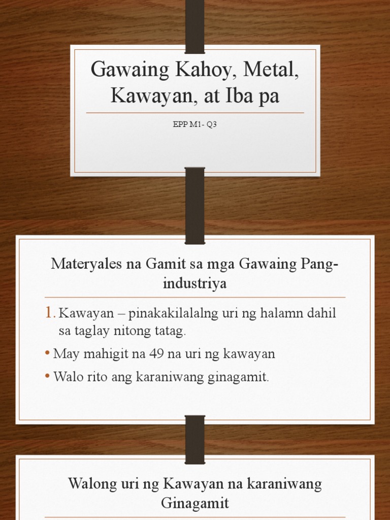 Gawaing Kahoy, Metal, Kawayan, at | PDF