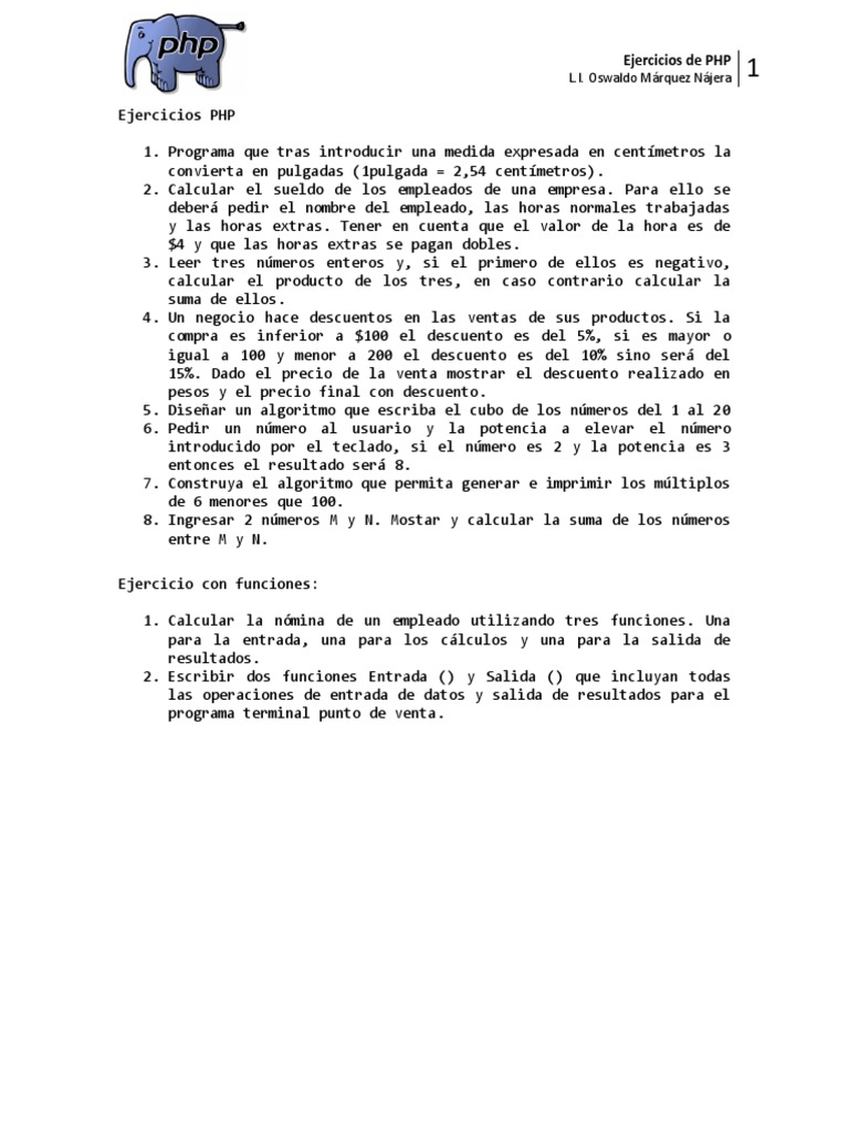 Ejercicios PHP | PDF