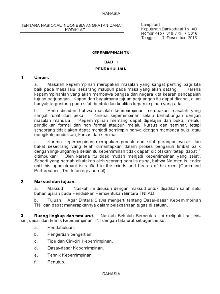 Kepemimpinan Tni | PDF | Pengembangan Diri