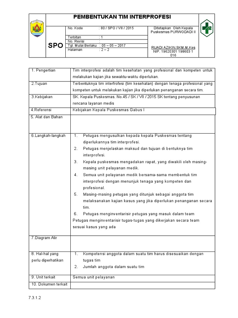 Pembentukan Tim Interprofesi Pdf