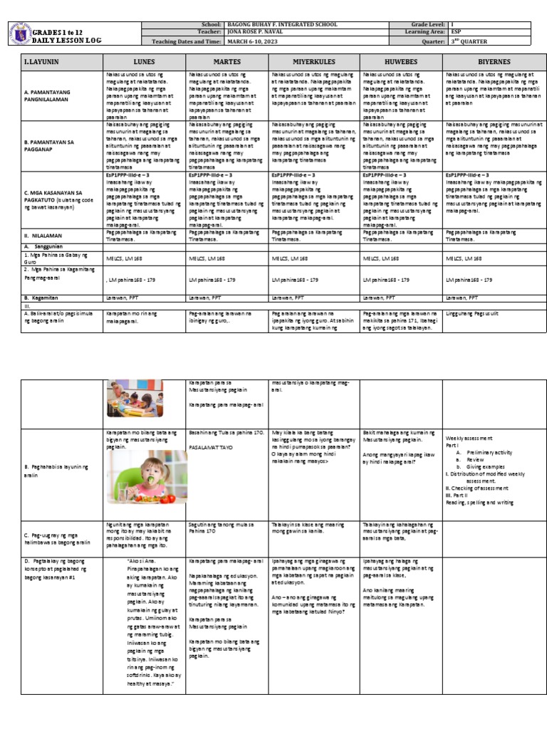 DLL Esp-1 Q3 W3 | PDF
