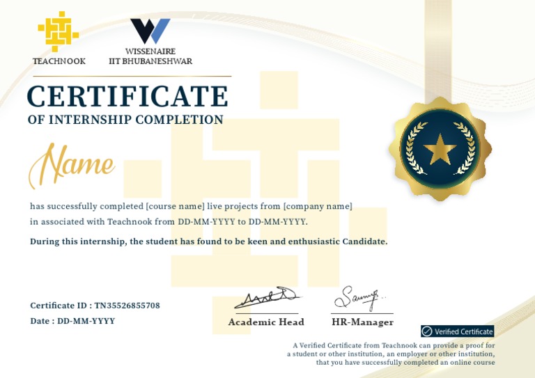 Internship Completion Certificate Students | PDF