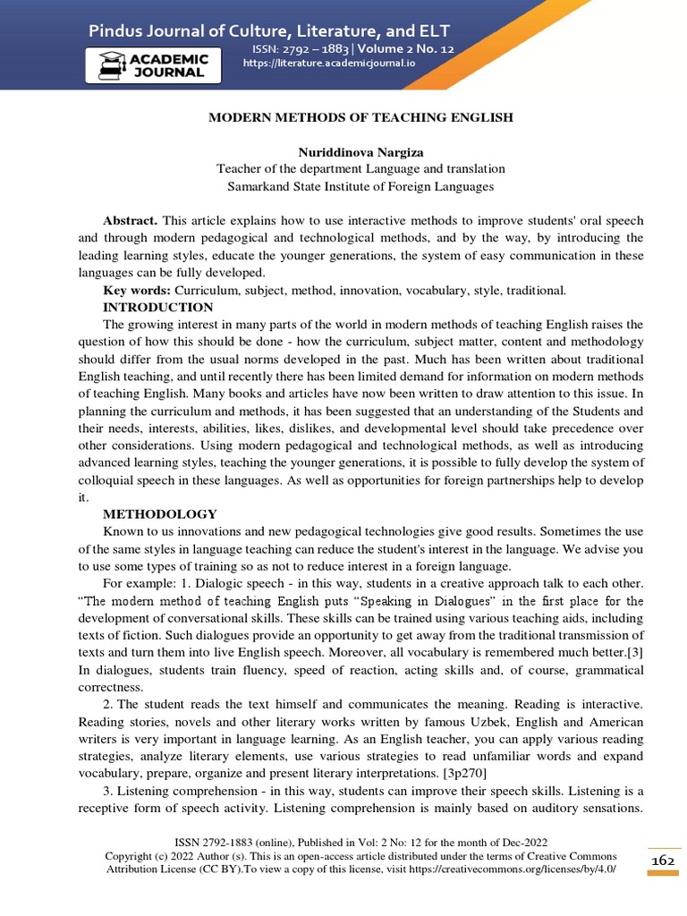 Modern Methods of Teaching English | PDF | Teachers | Motivational