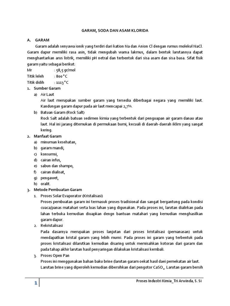 Garam Dapur: Sifat dan Manfaat NaCl | PDF | Sains & Matematika