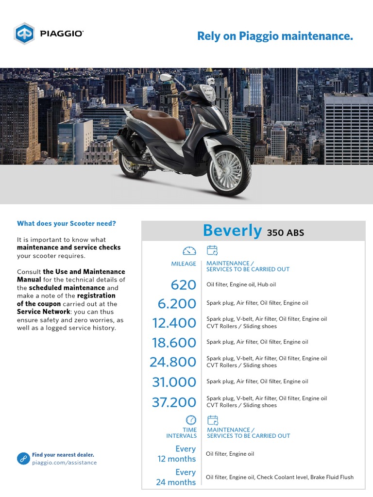 Beverly 350 Maintenance Piaggio - USA | PDF | Manufactured Goods ...