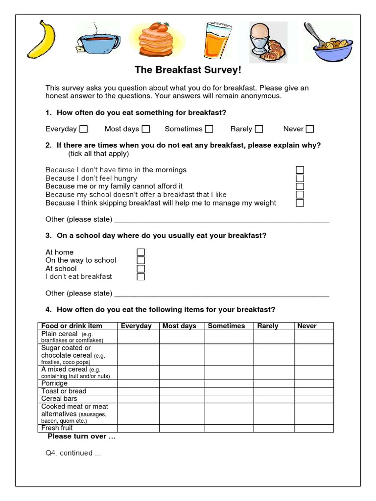 Breakfast Survey PDF | PDF | Drink | Foods