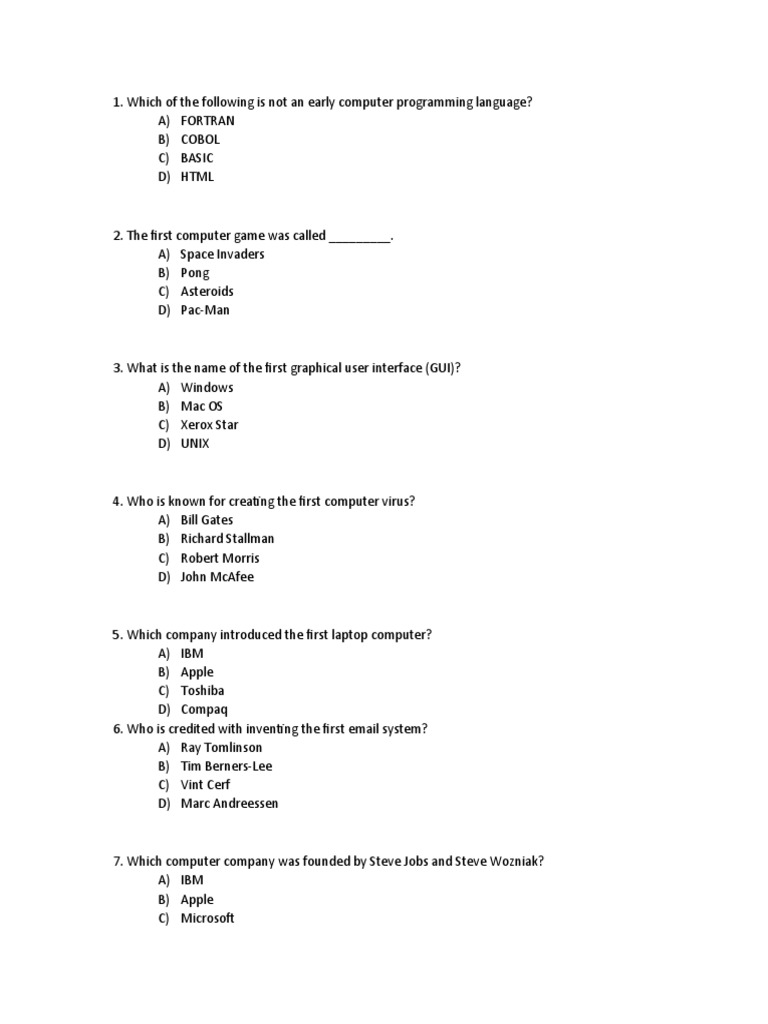 History of Computer MCQs | PDF | Virtual Reality | Graphical User Interfaces