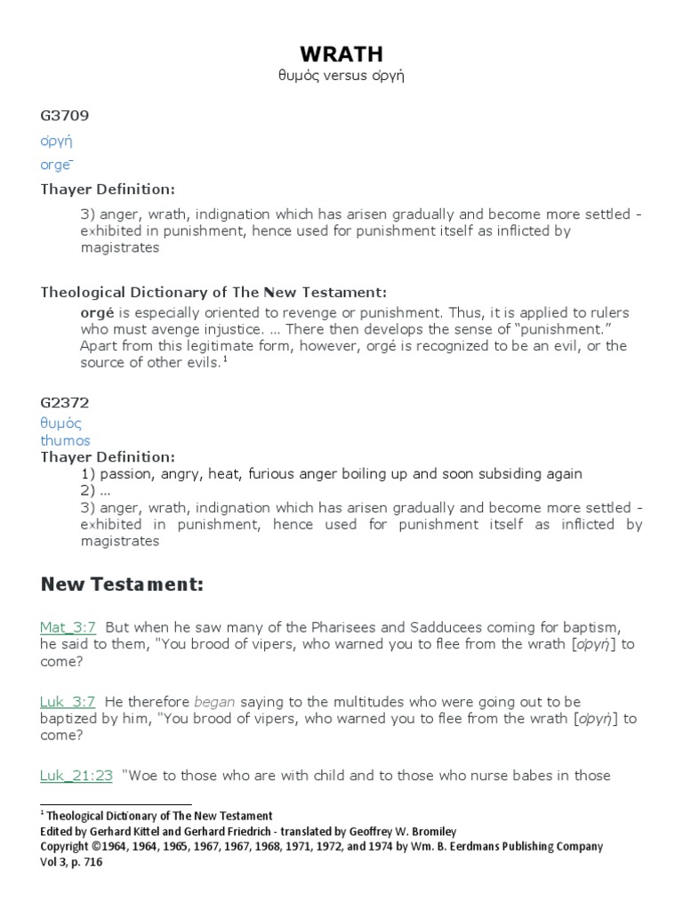 Thumos Versus Orge in the New Testament | PDF | Anger | Angel