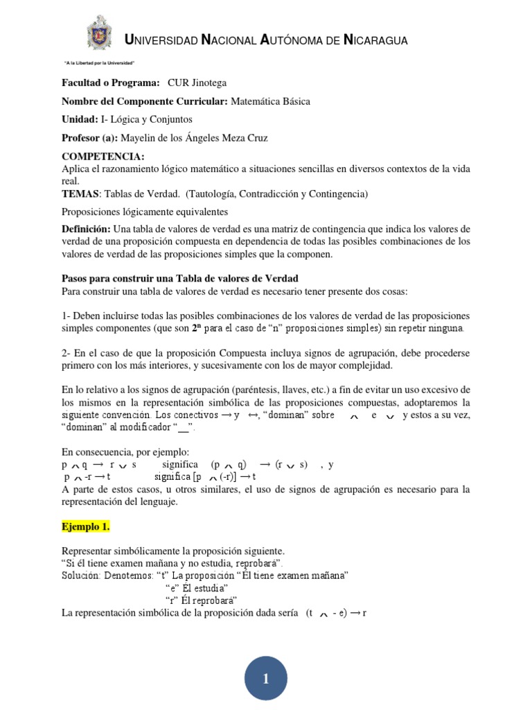 Clase 2 de Matemática Básica | PDF | Proposición | Verdad