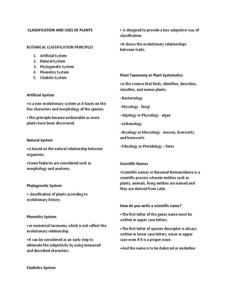 Classification and Uses of Plants | Download Free PDF | Taxonomy ...