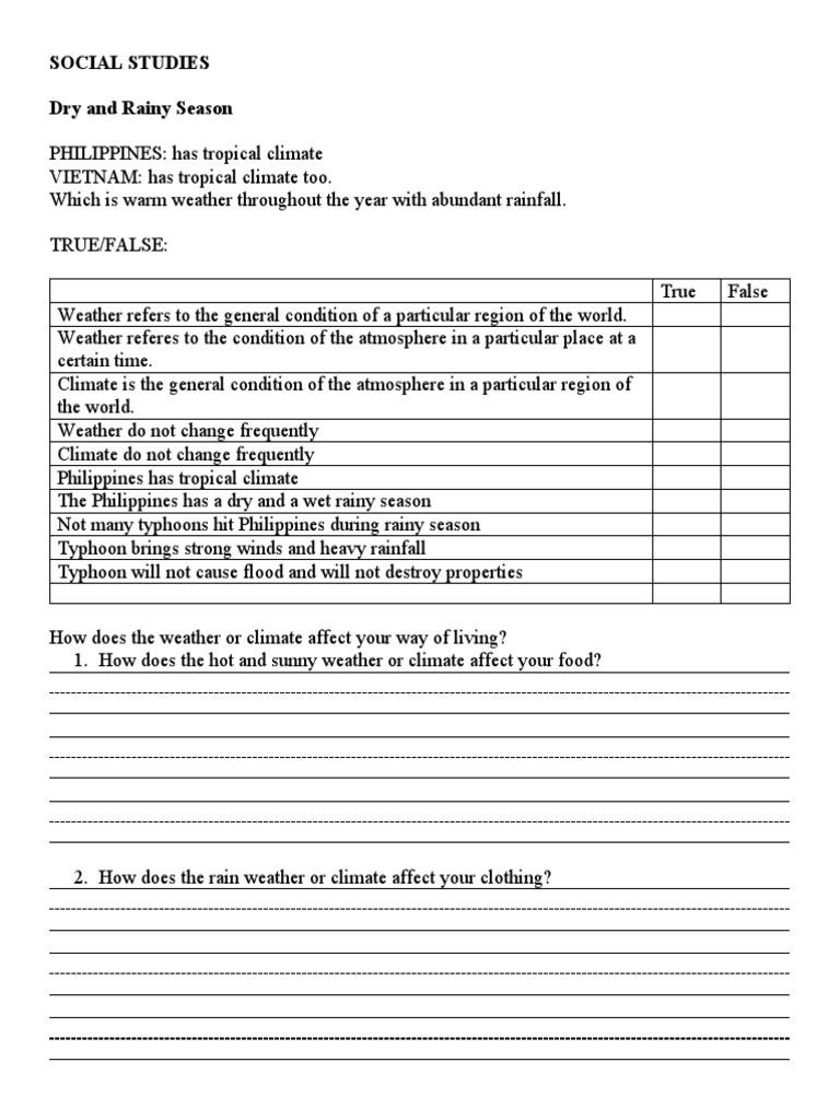 Practice - SOCIAL STUDIES Weather | PDF