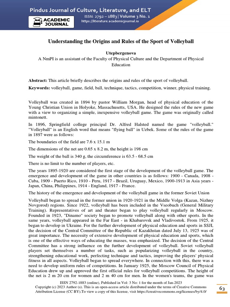 Understanding The Origins and Rules of The Sport of Volleyball | PDF