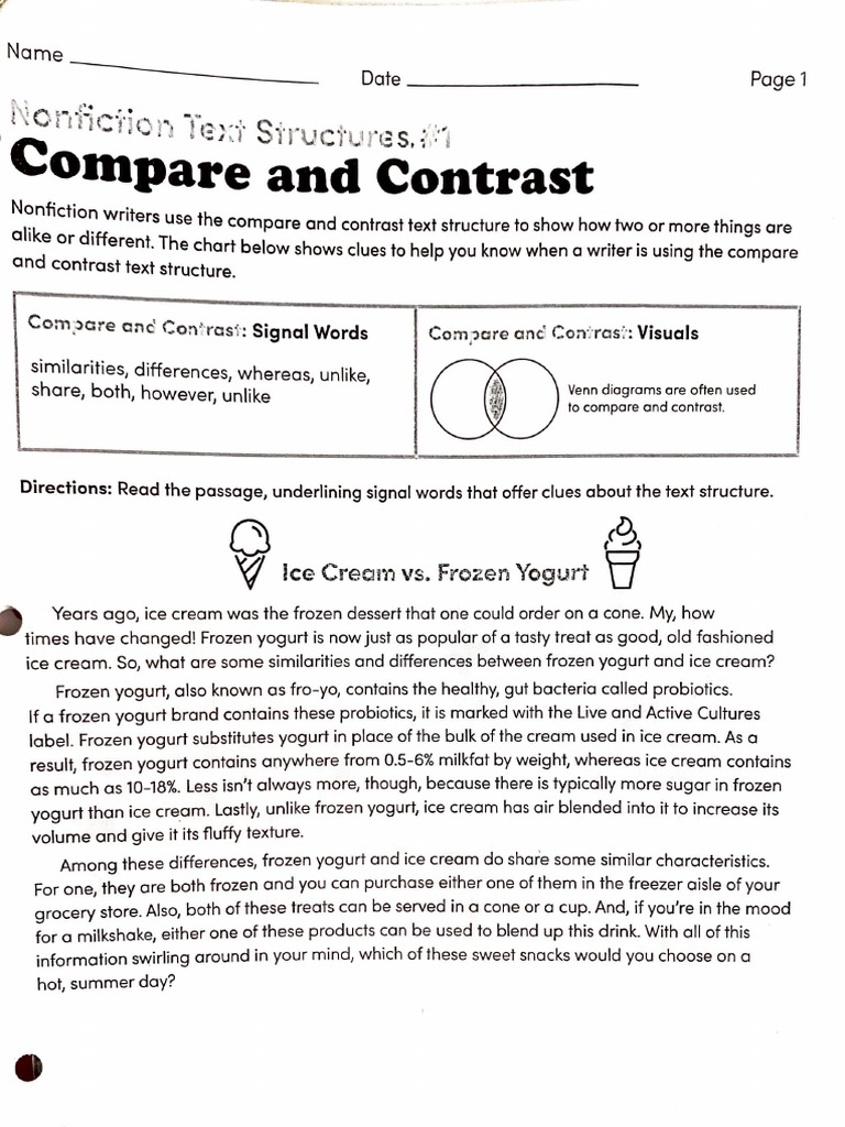 Compare and Contrast Docs | PDF | Foods | Desserts