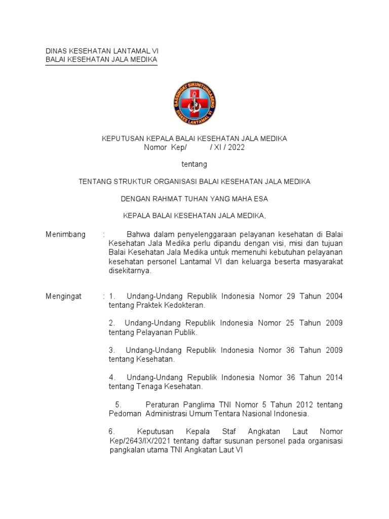 Dinas Kesehatan Lantamal Vi TKK 1 | PDF